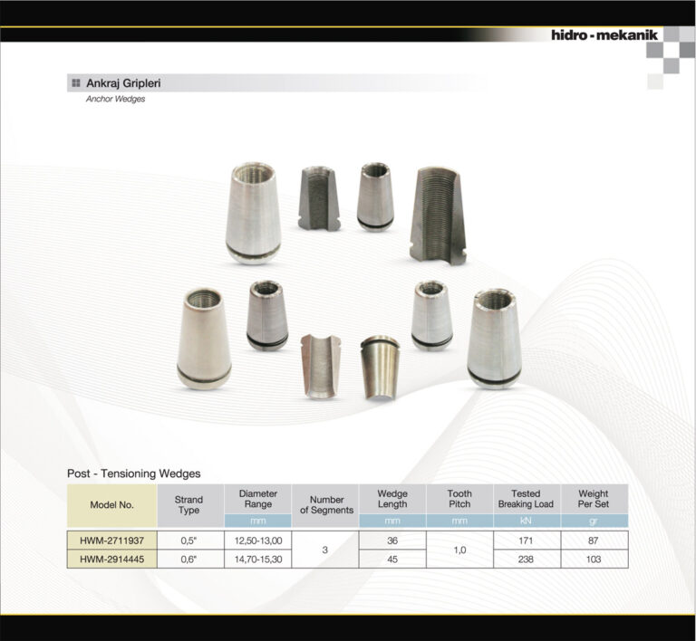 Multi Strand Stressing Jacks – Post – Tensioning Wedges | Hidromekanik